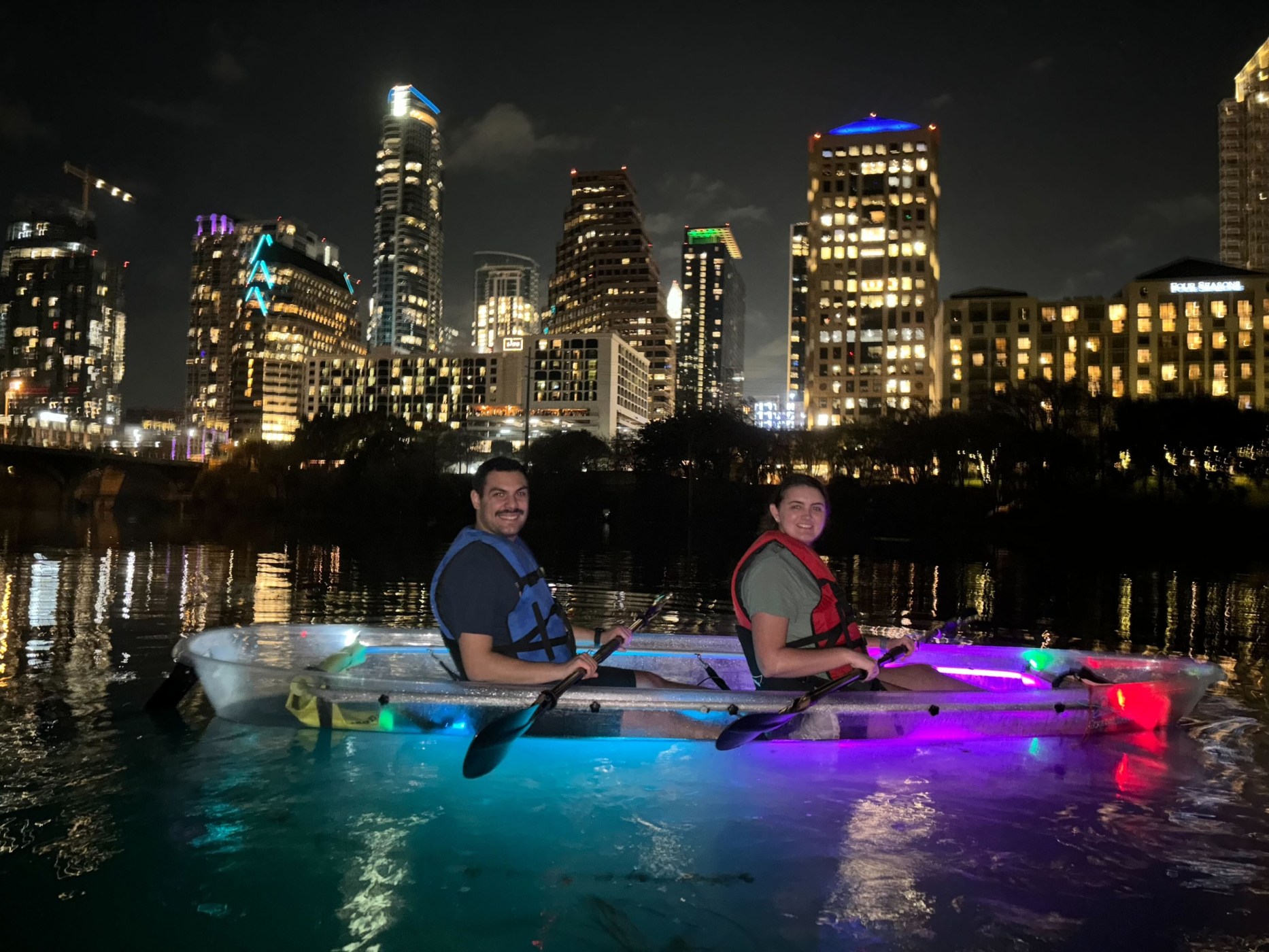 Night Glow Clear Kayak Tour Austin, TX | Get Up And Go Kayaking